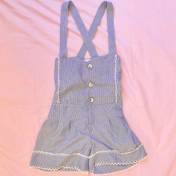 LIZ LISA | Pants & Jumpsuits | Liz Lisa Sailor Striped Overall Playsuit Nautical Romper | Poshmark